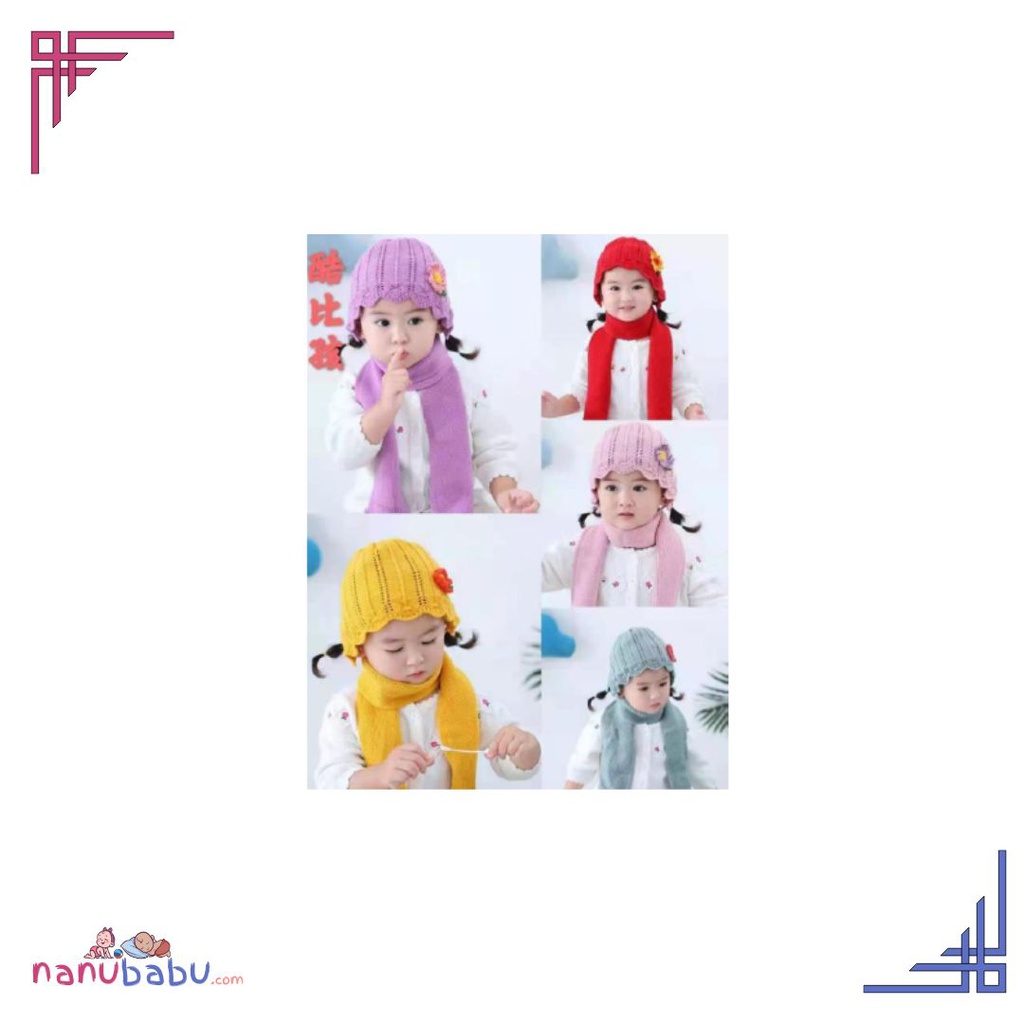 Flower Patch Cap and Muffler Set (KD1-083-WIN22) | NanuBabu.com