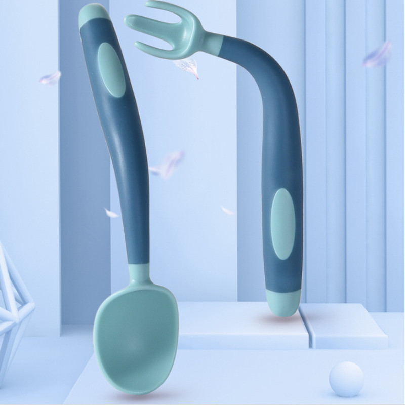 Baby Utensils Spoons Forks Set Baby Toddler Self-Feeding Soft Perfect Bendable Spoon Fork ...